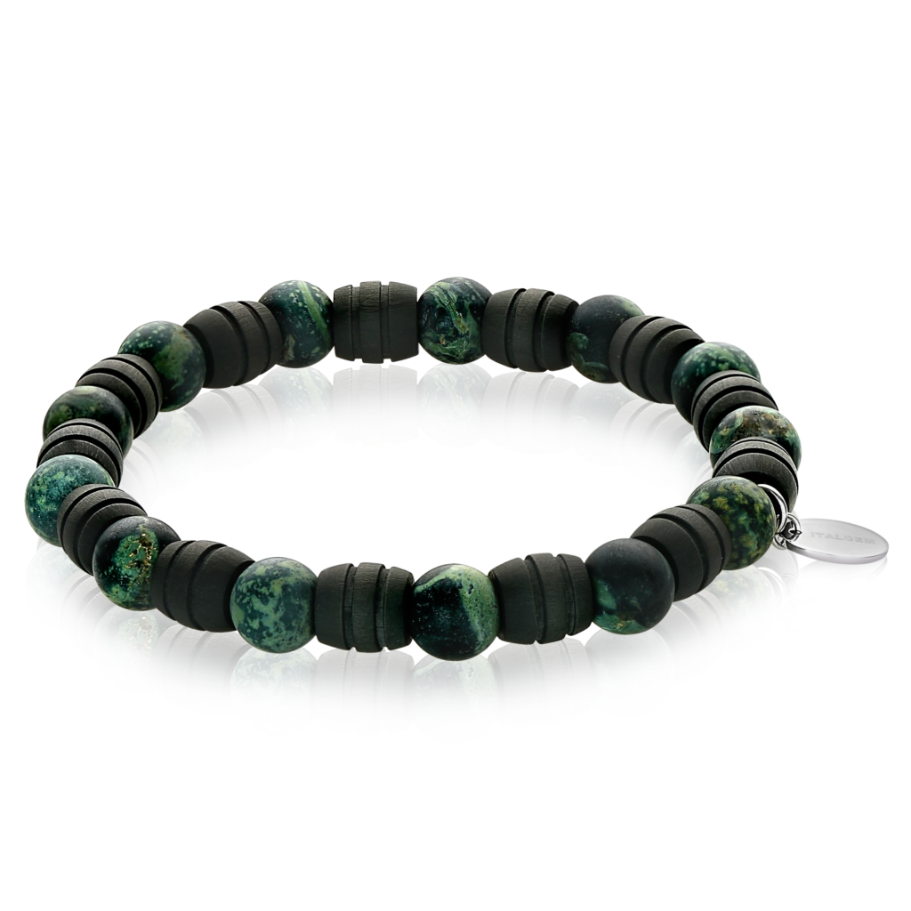 Jade and Carbon Fiber Beaded Bracelet - Leduc Goldsmiths